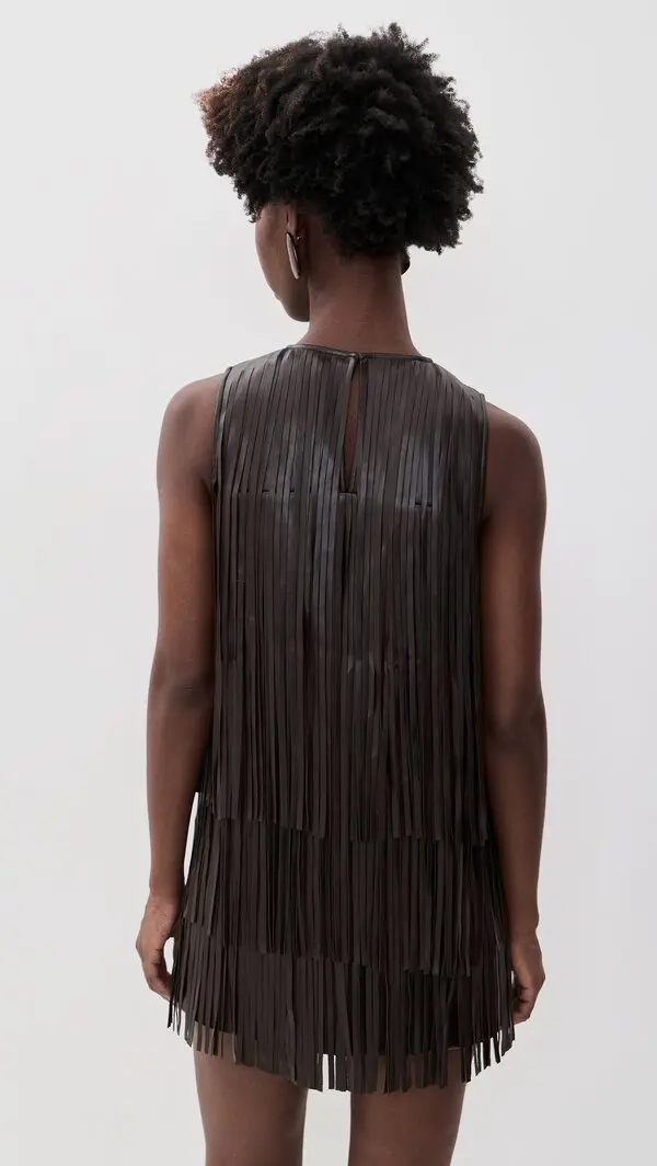 SIMONMILLER Sina Vegan Leather Fringe Dress