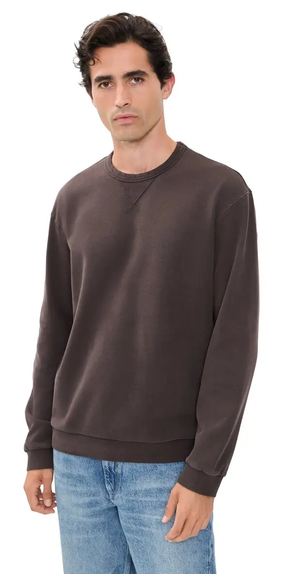 Marine Layer Relaxed Cloud 9 Fleece Crew Neck Sweatshirt - Coffee