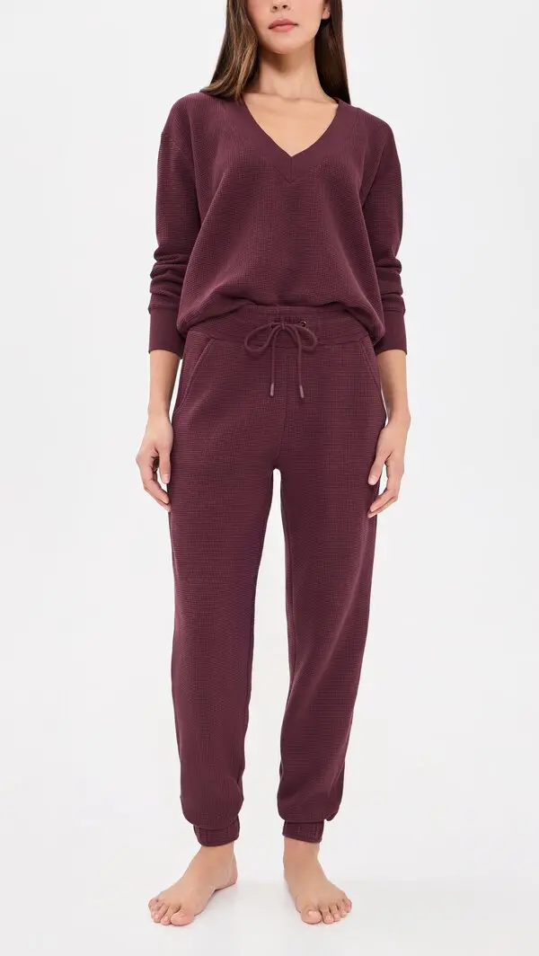 NEGATIVE Waffle Knit Joggers With Drawstring Waist