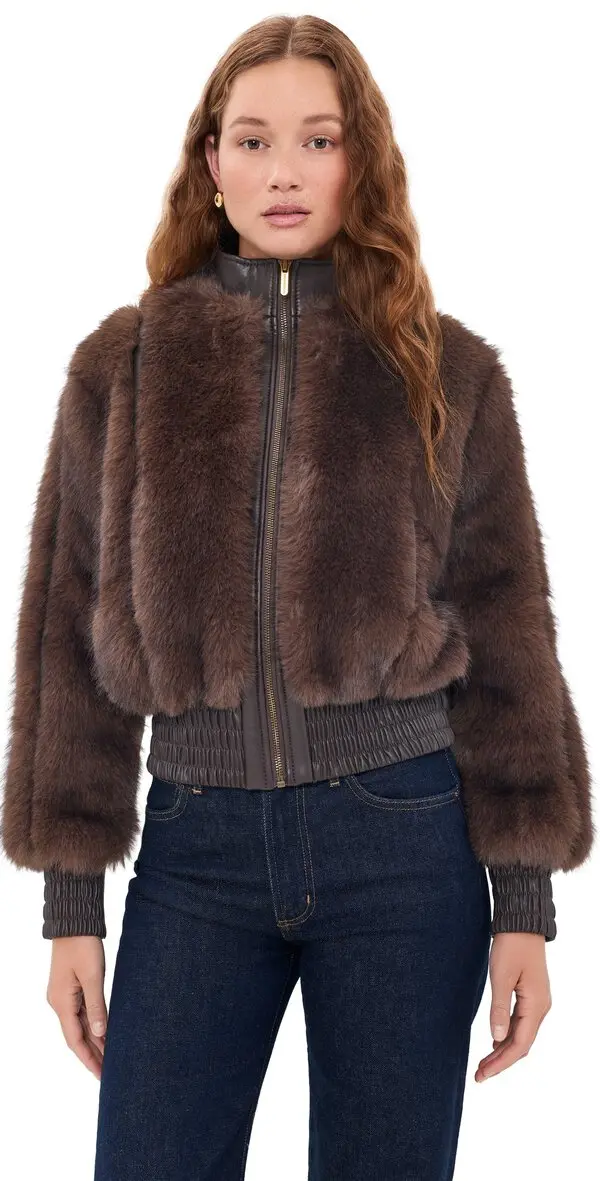 Zimmermann Valiant Faux Fur Bomber Jacket