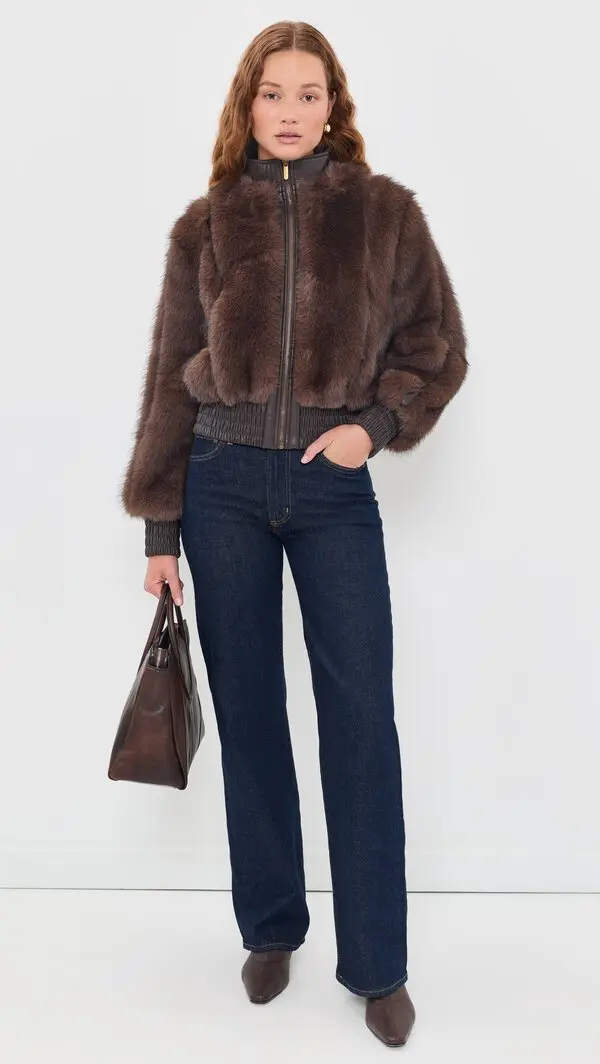Zimmermann Valiant Faux Fur Bomber Jacket