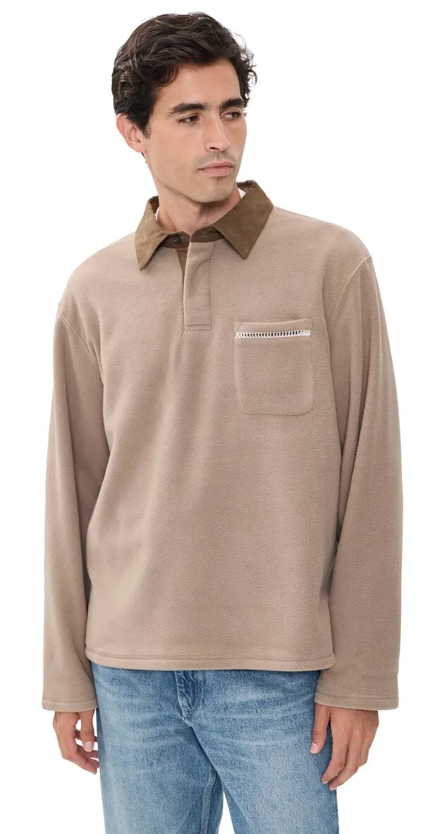 RHYTHM Ladder Polar Polo Sweater - Stone
