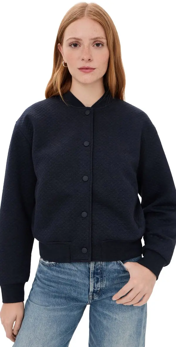 Marine Layer Corbet Quilted Bomber Jacket - Navy Heather