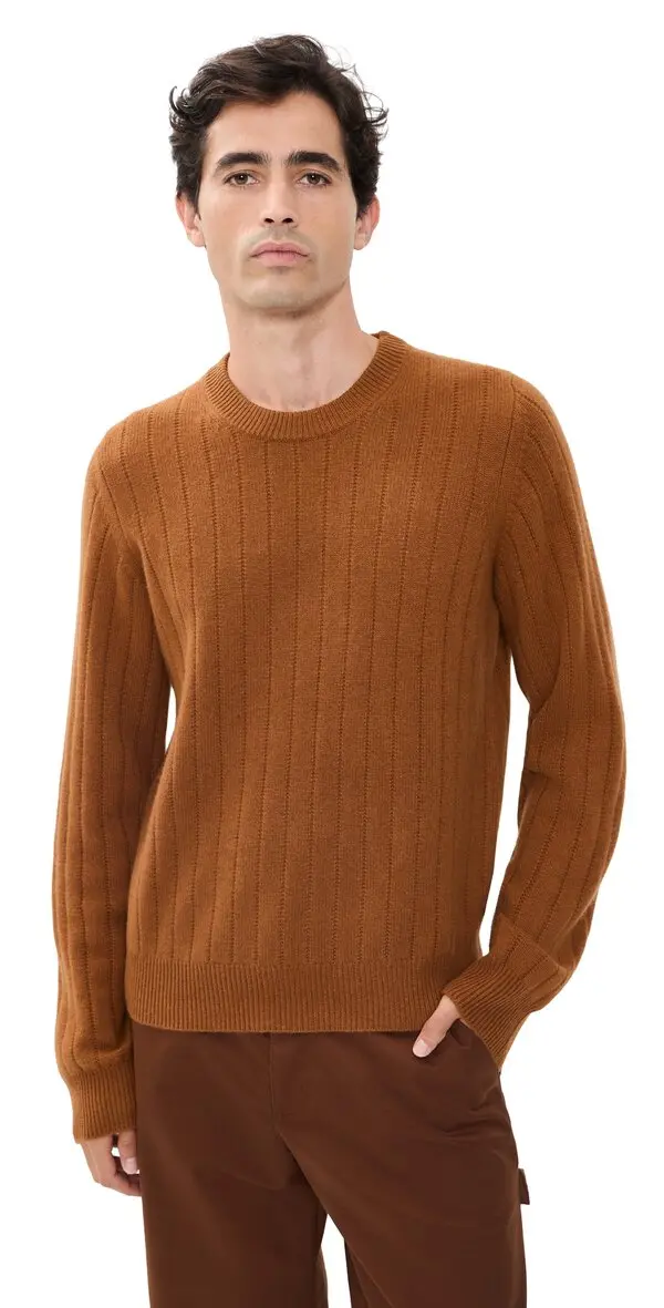 Guest In Residence Rib Allday Cashmere Crew Sweater - Burnt Sienna
