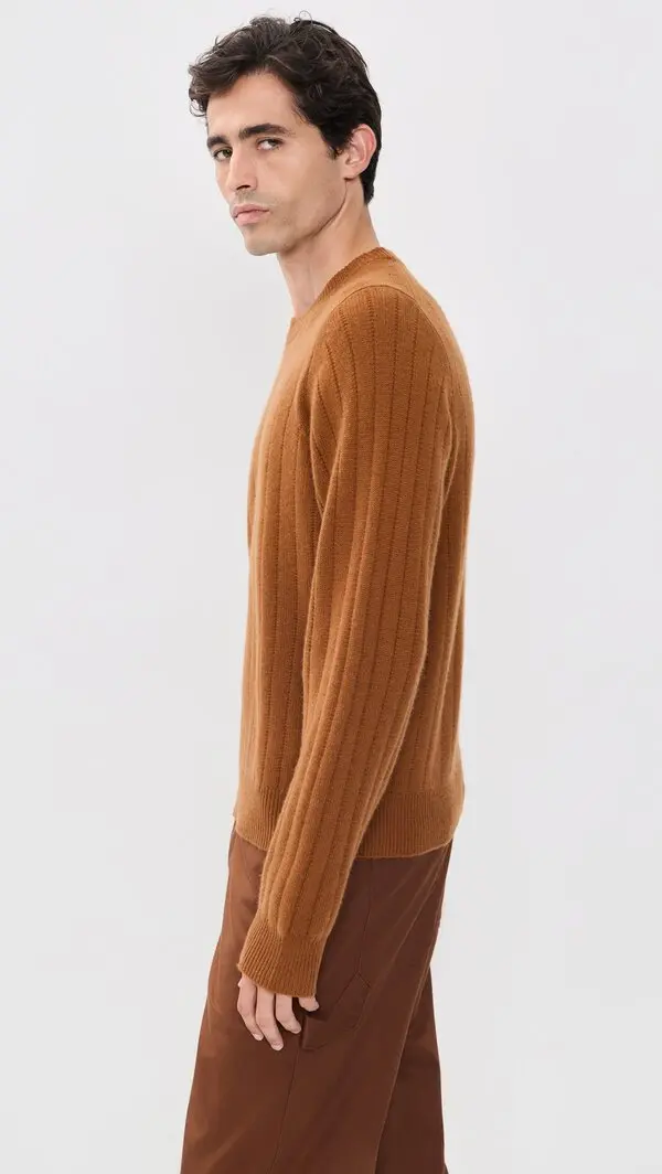 Guest In Residence Rib Allday Cashmere Crew Sweater - Burnt Sienna