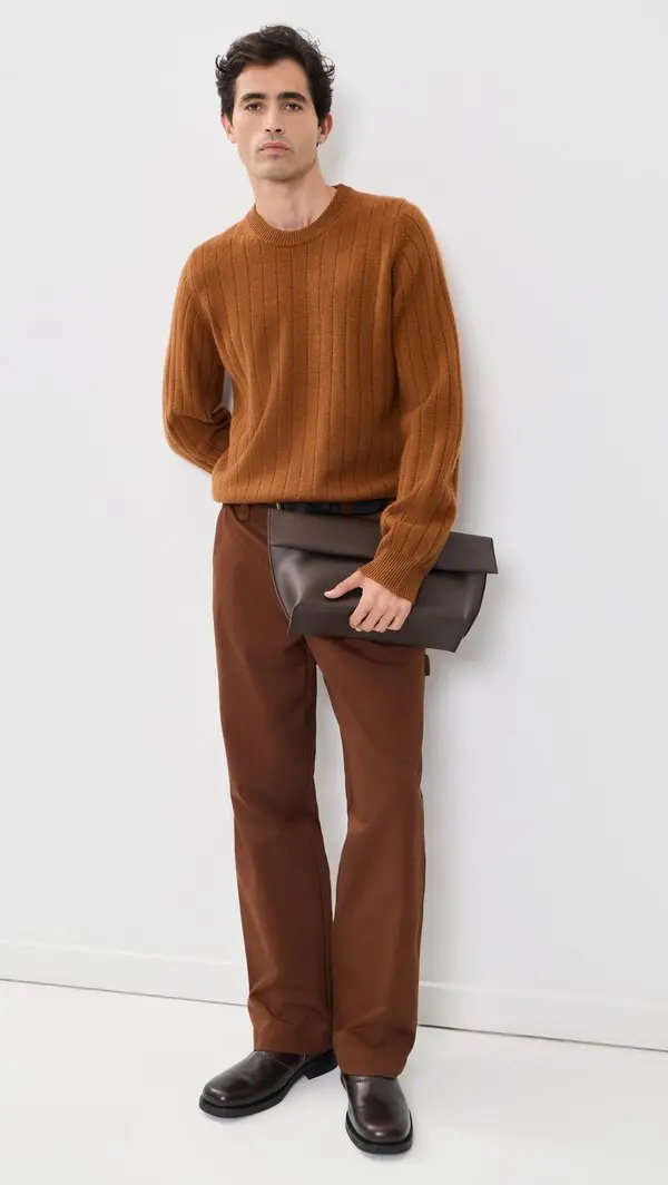 Guest In Residence Rib Allday Cashmere Crew Sweater - Burnt Sienna
