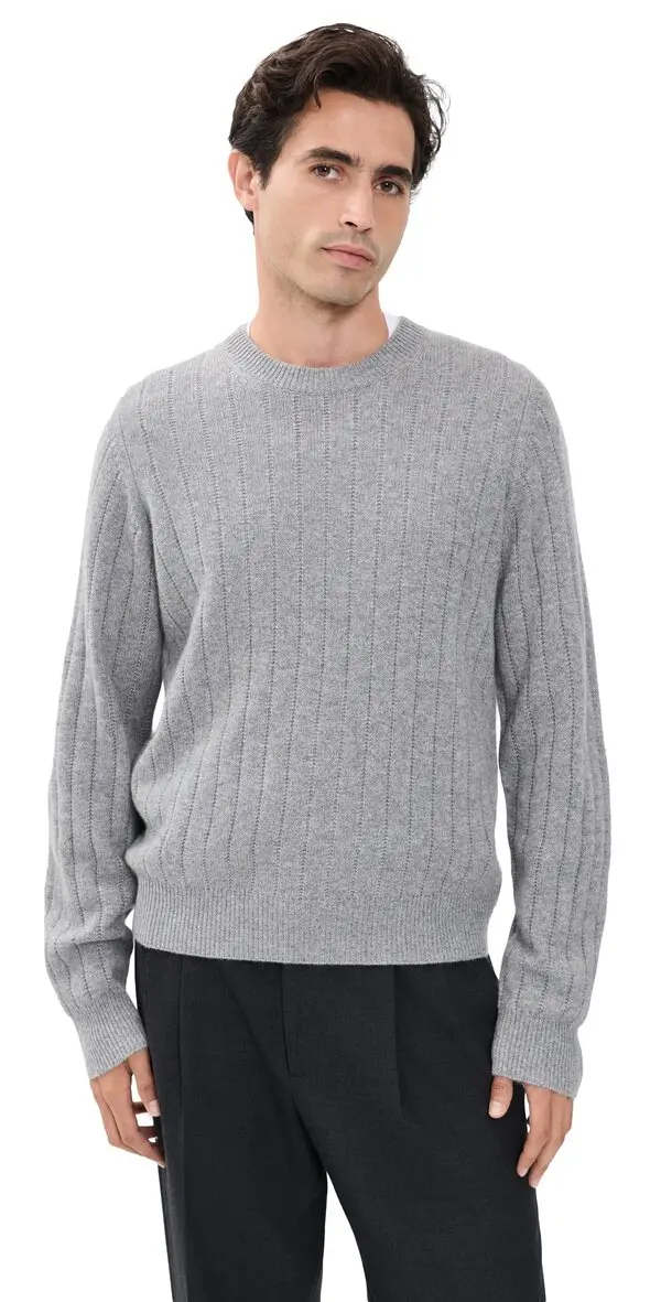 Guest In Residence Rib Allday Cashmere Crew Sweater - Heather Grey
