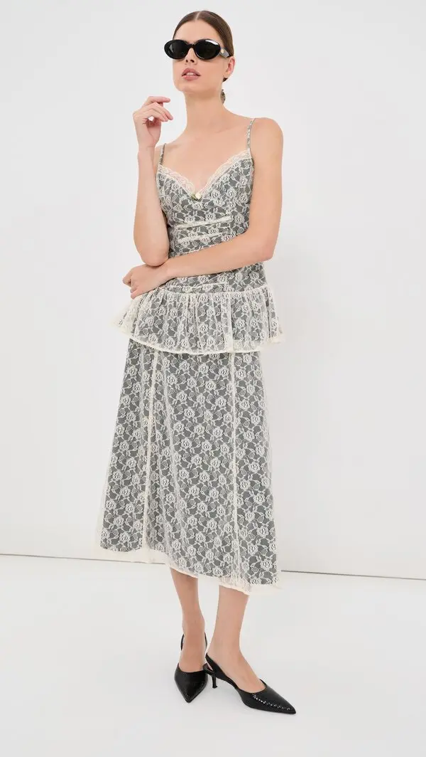 TANNER FLETCHER Wilma Lace Layer Midi Skirt