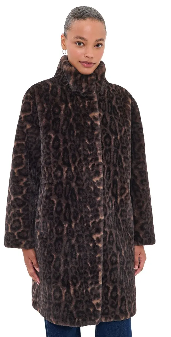Apparis Blair Leopard Coat - Dark Leopard