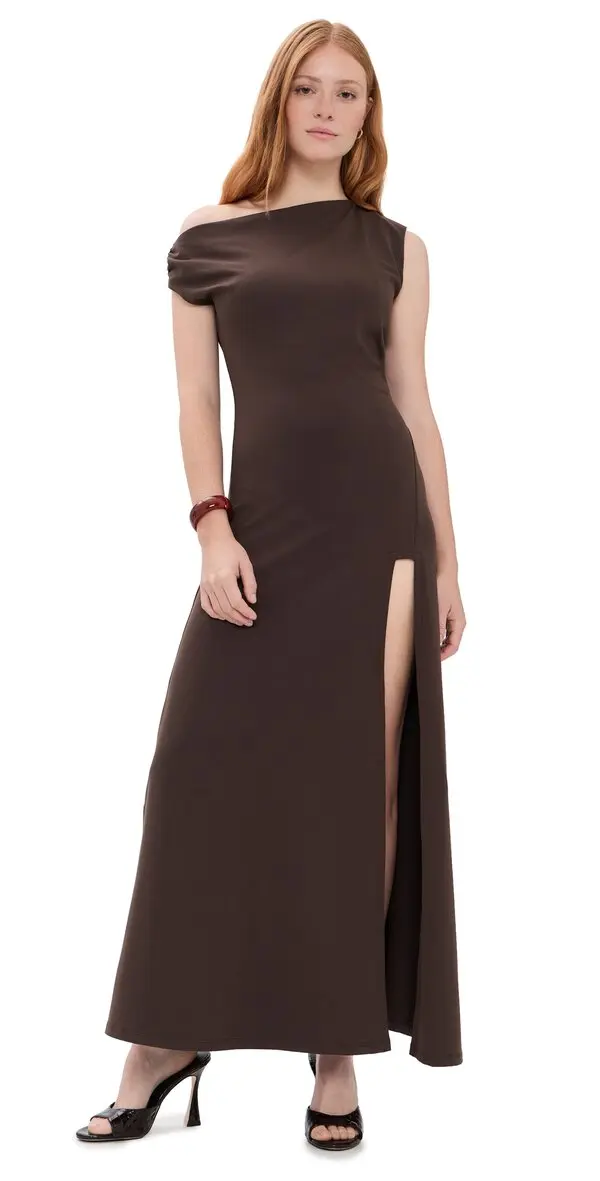 Susana Monaco Shoulder Gathered Slit Front Dress