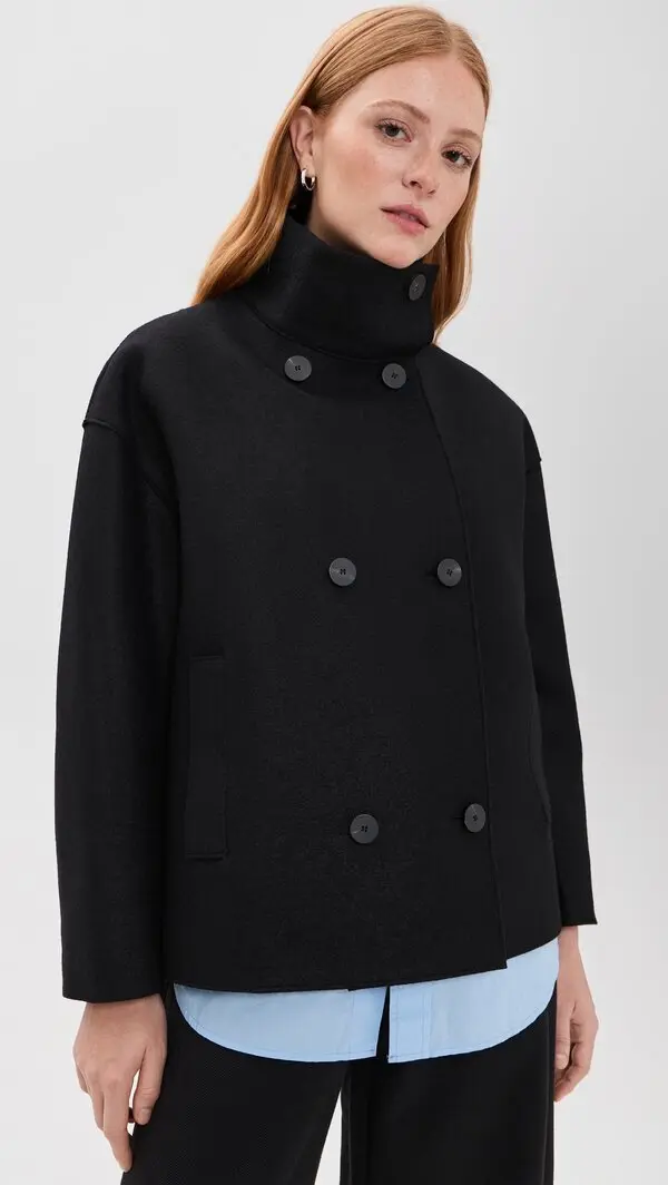 Harris Wharf London Oversized Pressed Wool Funnel Jacket