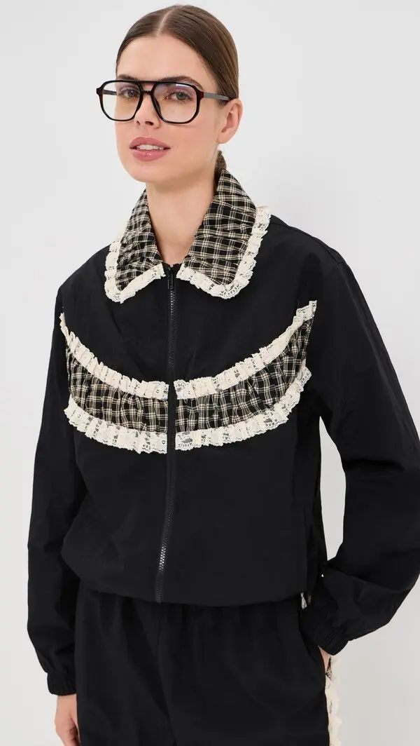 TANNER FLETCHER Kennedy Ruched Stripe Track Jacket