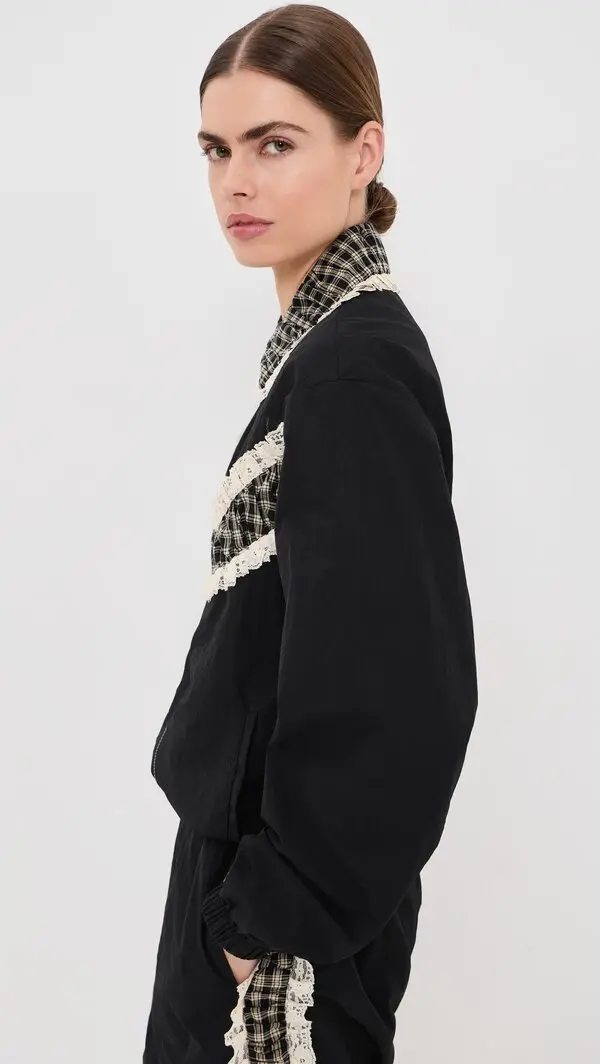 TANNER FLETCHER Kennedy Ruched Stripe Track Jacket