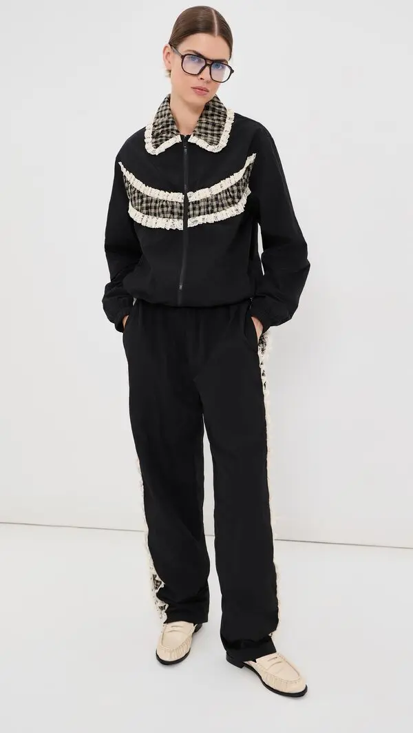 TANNER FLETCHER Kennedy Ruched Stripe Track Jacket