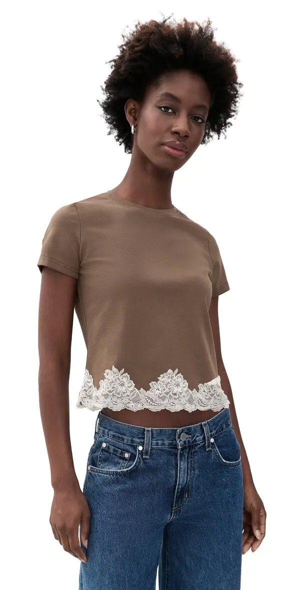 BAILEY ROSE Lace Trim Tee