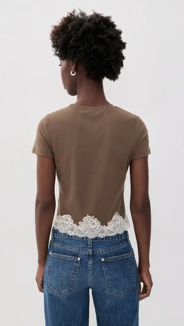 BAILEY ROSE Lace Trim Tee