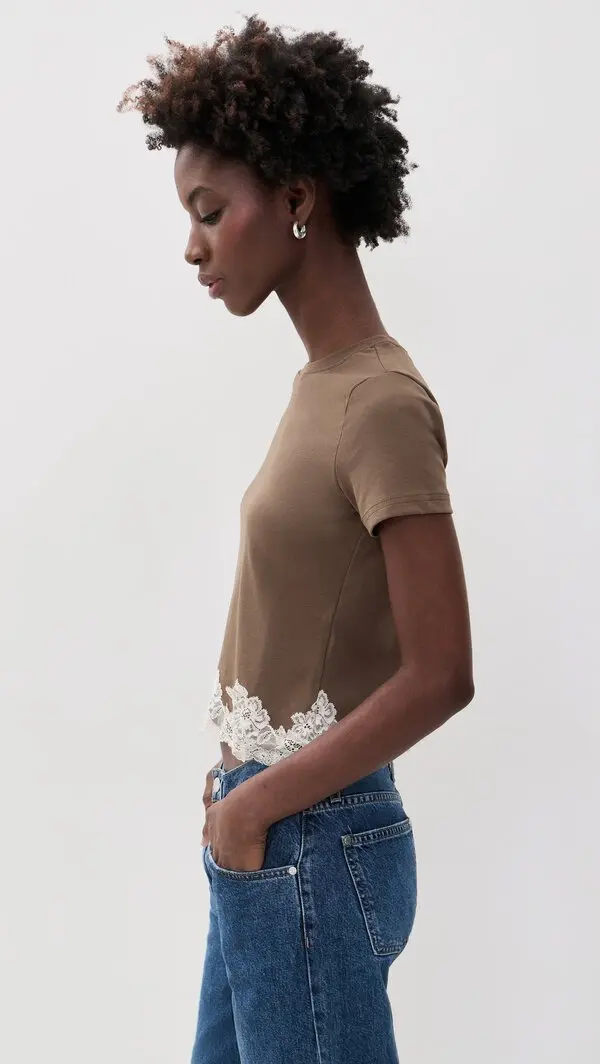 BAILEY ROSE Lace Trim Tee