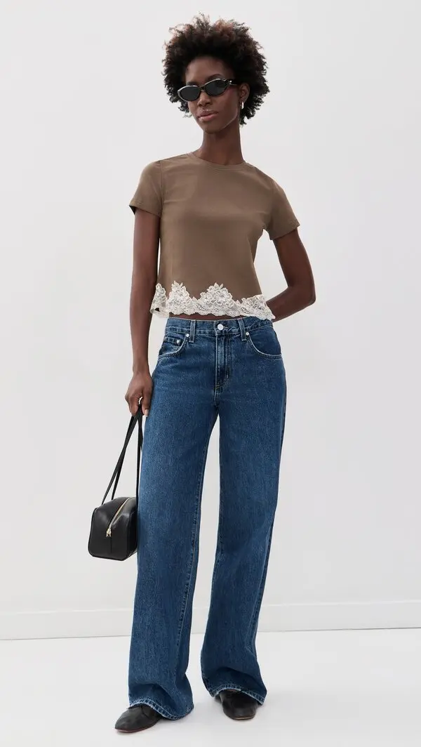 BAILEY ROSE Lace Trim Tee