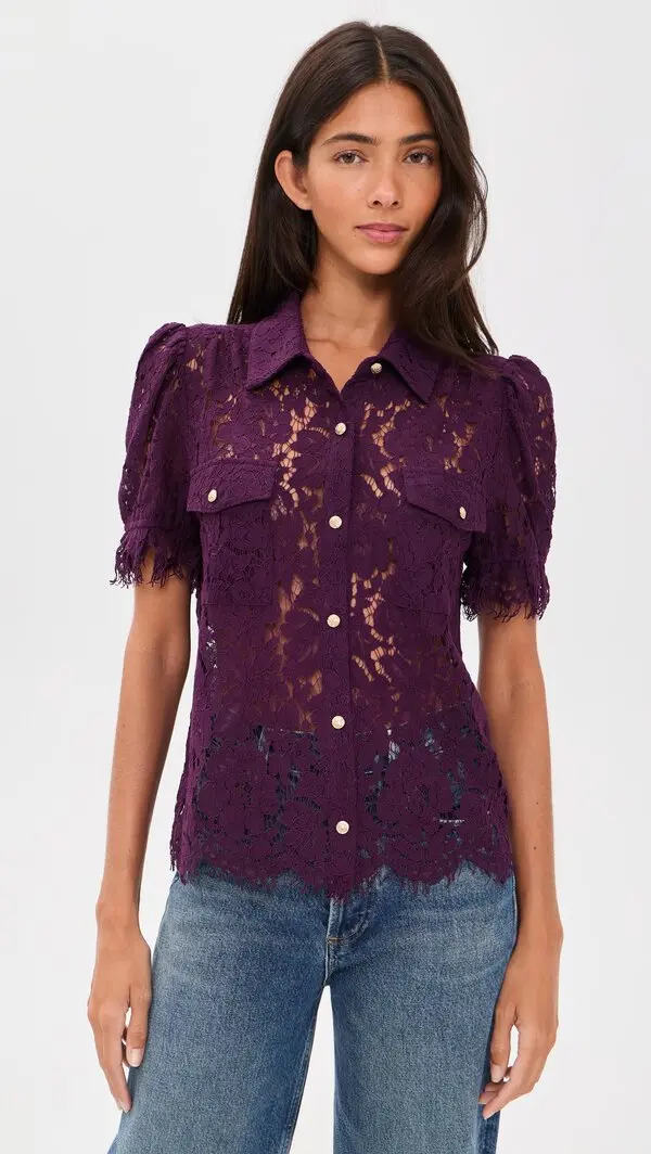 Generation Love Mikaelle Lace Button Down Shirt