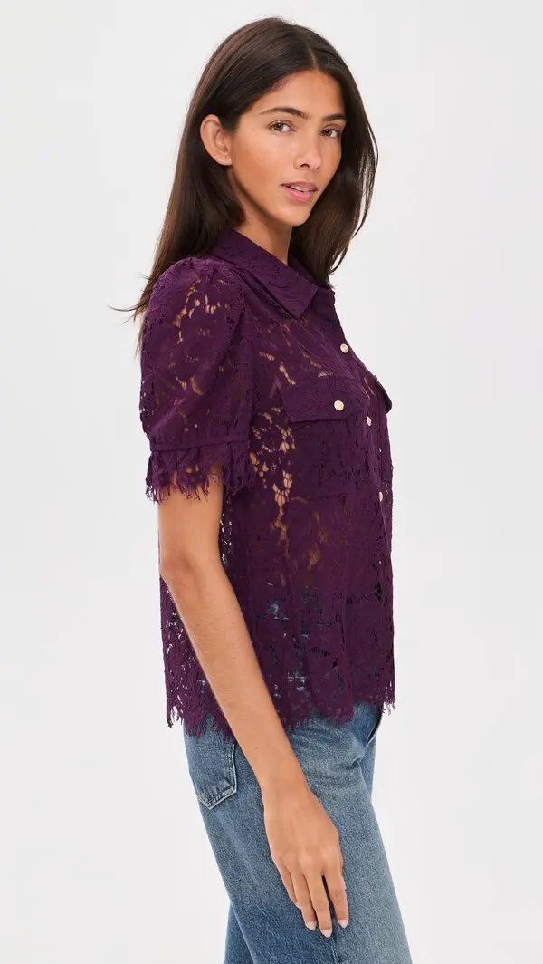 Generation Love Mikaelle Lace Button Down Shirt