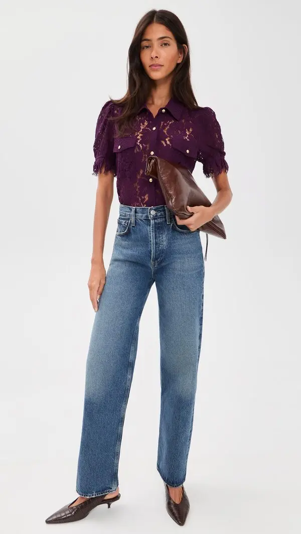 Generation Love Mikaelle Lace Button Down Shirt