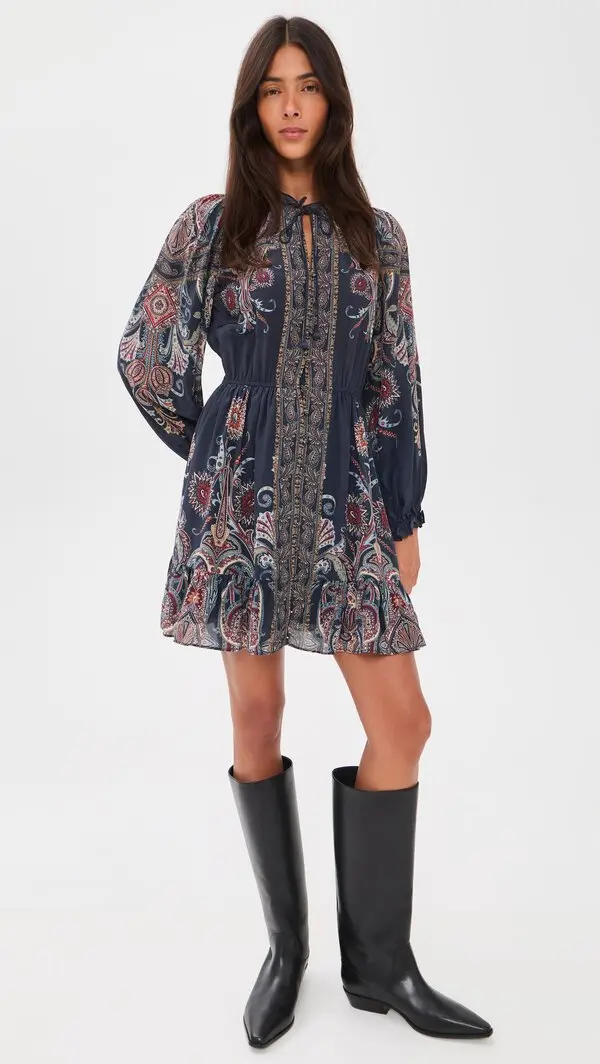 Sea Hyacinth Print Mini Dress