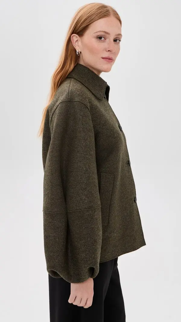 Harris Wharf London Puff Sleeves Pressed Wool Jacket
