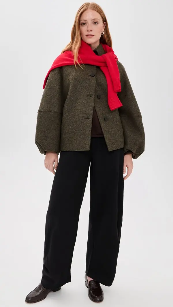 Harris Wharf London Puff Sleeves Pressed Wool Jacket