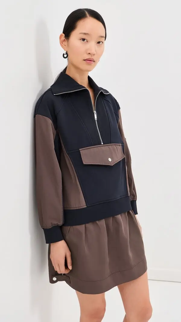 3.1 Phillip Lim French Terry Nylon Combo Utility Dress