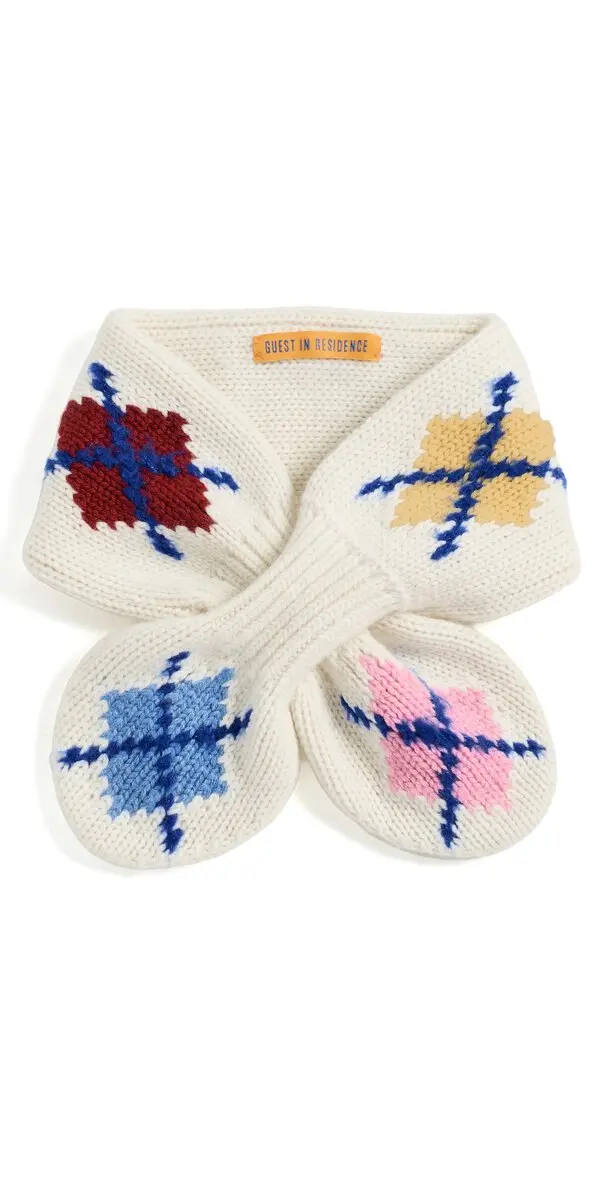 Guest In Residence Argyle Bowtie Scarf - Cream Combo