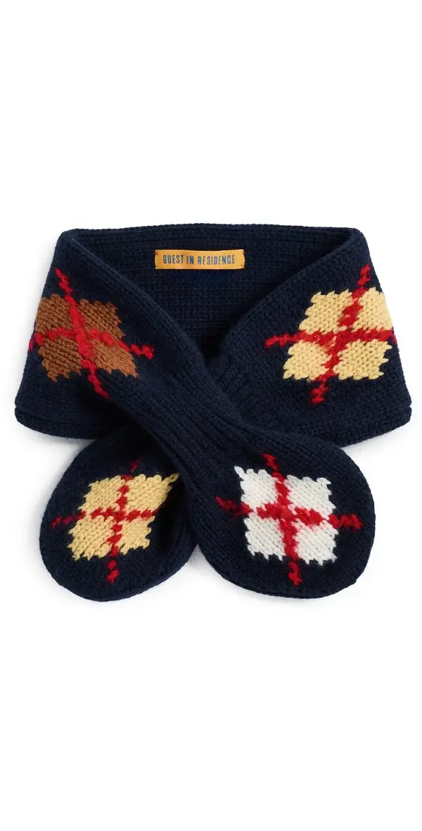 Guest In Residence Argyle Bowtie Scarf - Midnight Combo