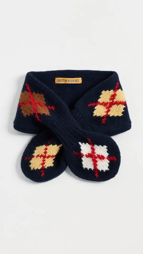 Guest In Residence Argyle Bowtie Scarf - Midnight Combo