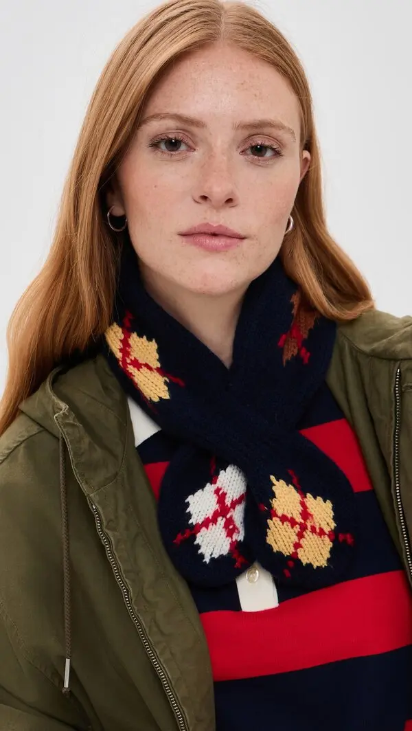 Guest In Residence Argyle Bowtie Scarf - Midnight Combo