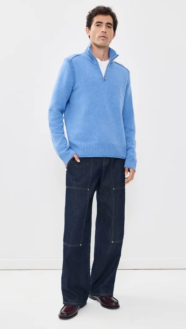 Guest In Residence Half Zip Cashmere Turtleneck Sweater