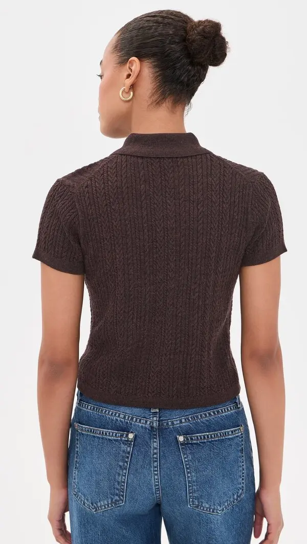 Good American The Micro Cable Polo Pullover