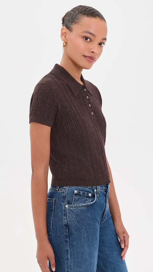 Good American The Micro Cable Polo Pullover