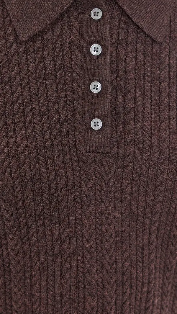 Good American The Micro Cable Polo Pullover