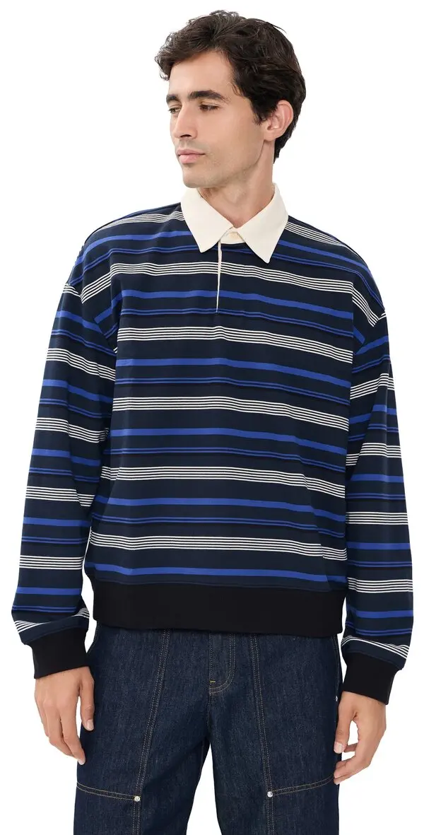 Nn07 David Rugby Polo - Navy Stripe