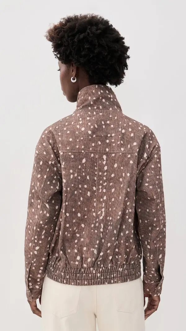 BAILEY ROSE Cow Print Cotton Funnel Neck Jacket