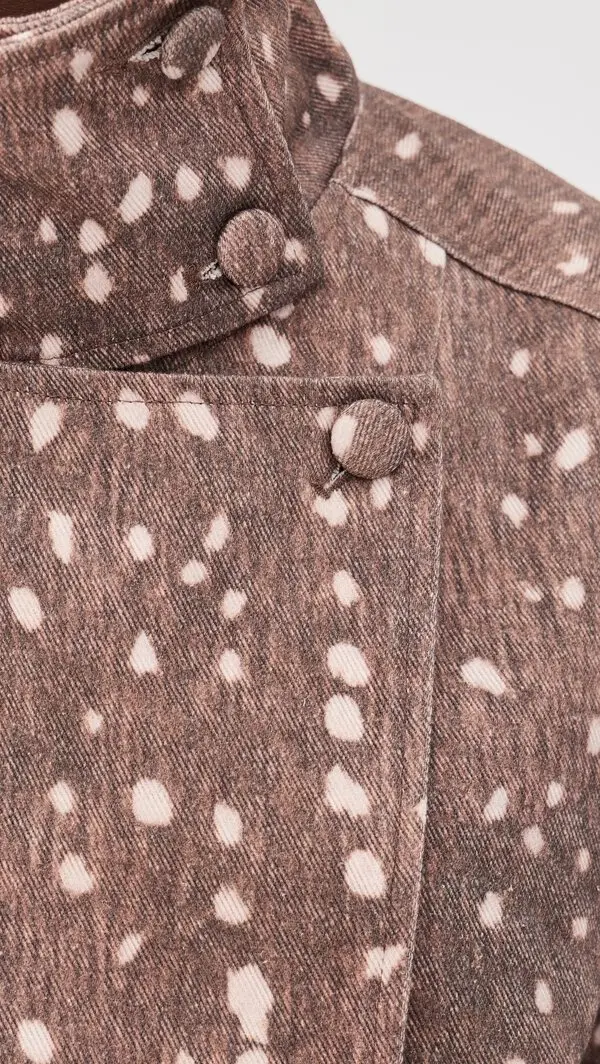 BAILEY ROSE Cow Print Cotton Funnel Neck Jacket