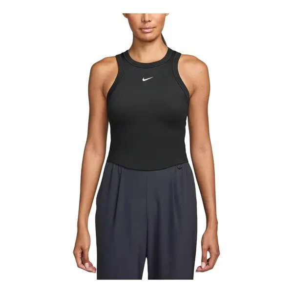 Nike Fitted Dri-fit Cropped Tank Top 'black White