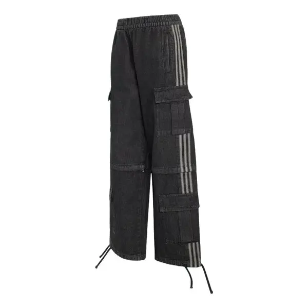 Adidas Mid-rise 2-in-1 Denim Pants Asia Sizing 'true Denim - Black