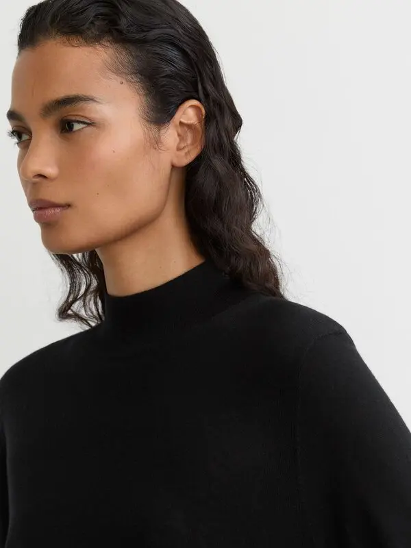 REISS Ultra-soft Merino Wool High-neck Jumper - Black