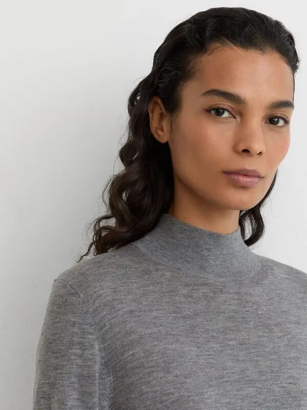 REISS Ultra-soft Merino Wool High-neck Jumper - Grey