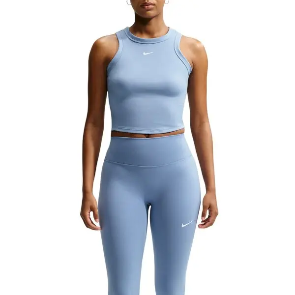Nike Fitted Dri-fit Cropped Tank Top 'work Blue White