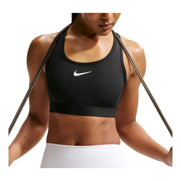 Nike Swoosh Medium-support Padded Sports Bra 'black White - Black/white