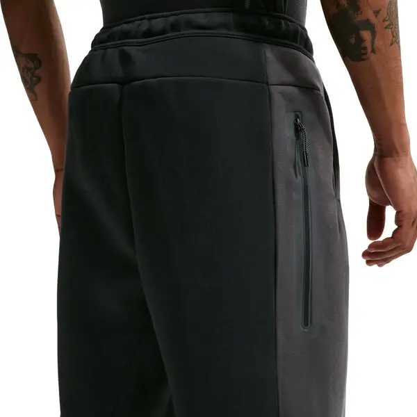 Nike Tech Colour-block Open-hem Fleece Trousers 'black Anthracite