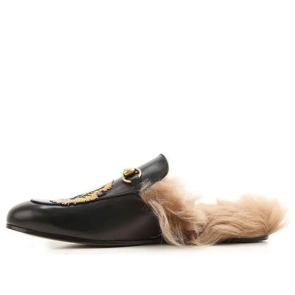Gucci Princetown With Tiger Appliqueleather - Black