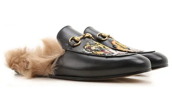 Gucci Princetown With Tiger Appliqueleather