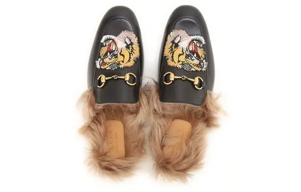 Gucci Princetown With Tiger Appliqueleather